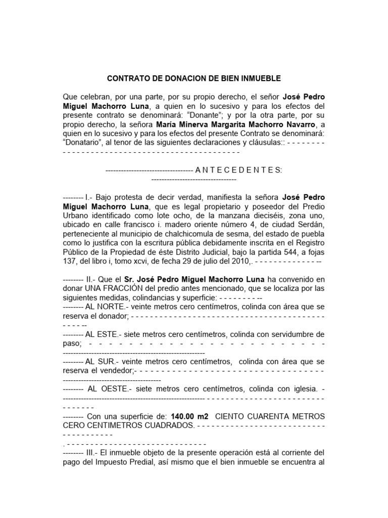 CONTRATO MARIA MINERVA | PDF | Donación | Ley común