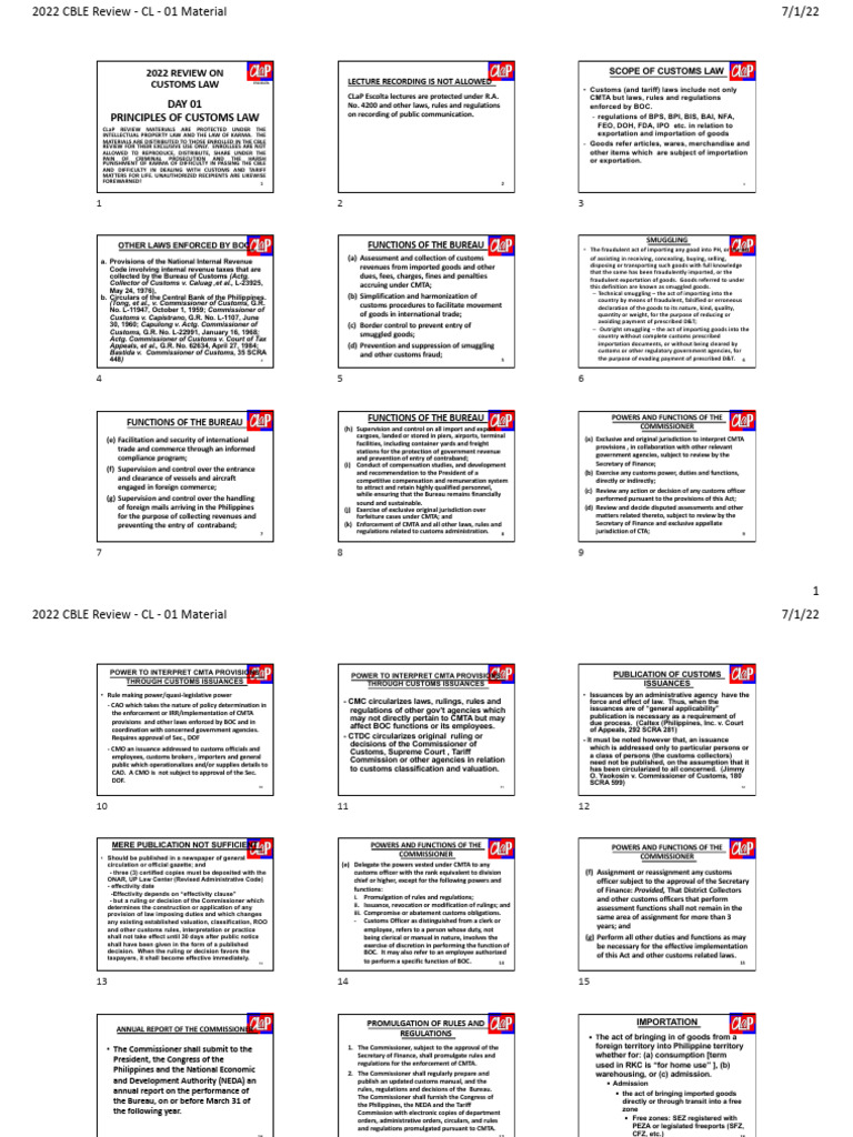 CL DAY 01 Principles of Customs Laws PDF | PDF | Customs | Intellectual ...