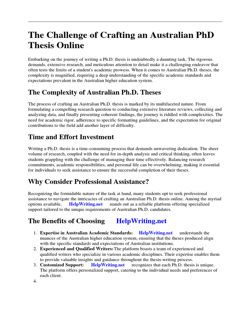 Australian PhD Thesis Writing Online | PDF | Thesis | Cost Of Living