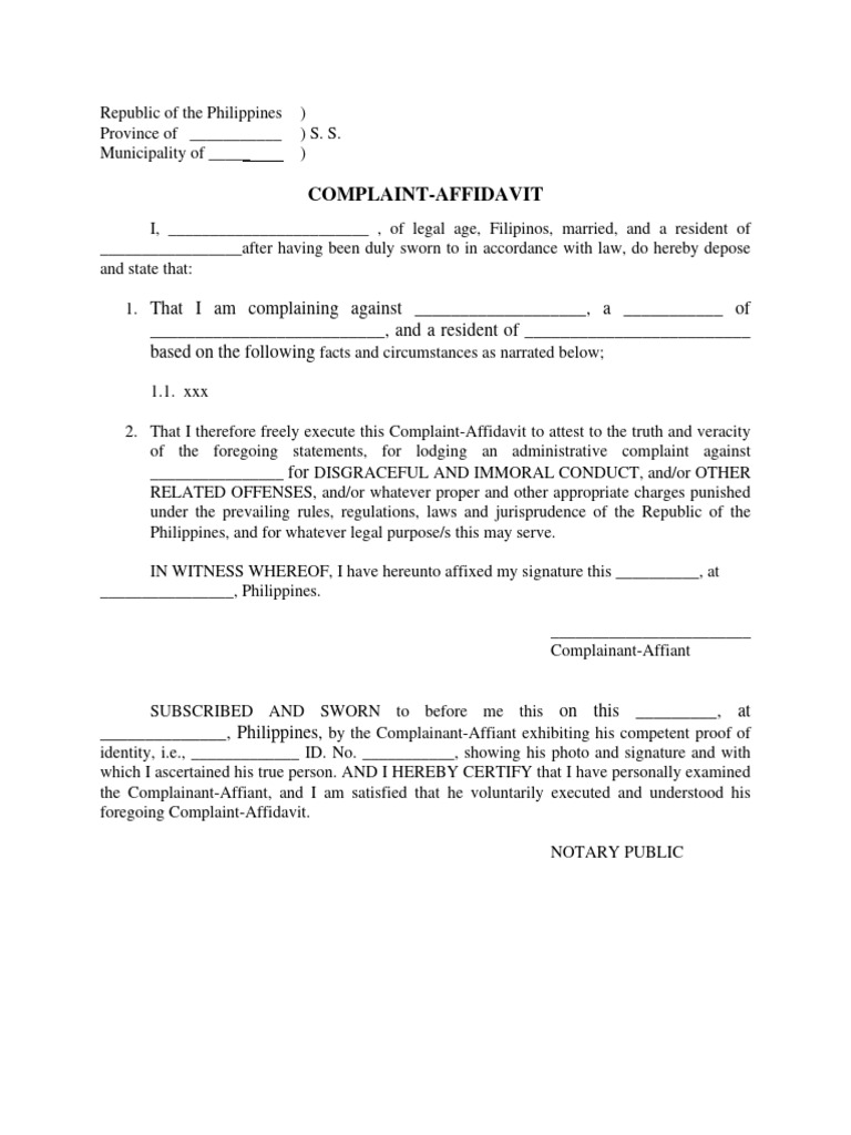 Complaint-Affidavit (For DEPED) | PDF