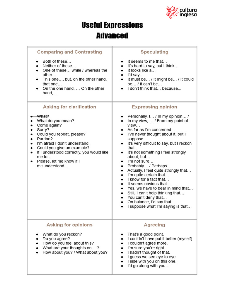 ADVANCED - Useful Expressions | PDF