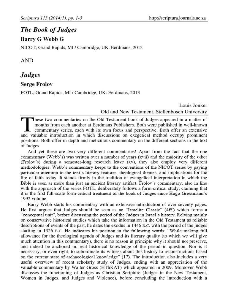 The Book of Judges Barry G Webb G and Ju | Download Free PDF | Book Of ...