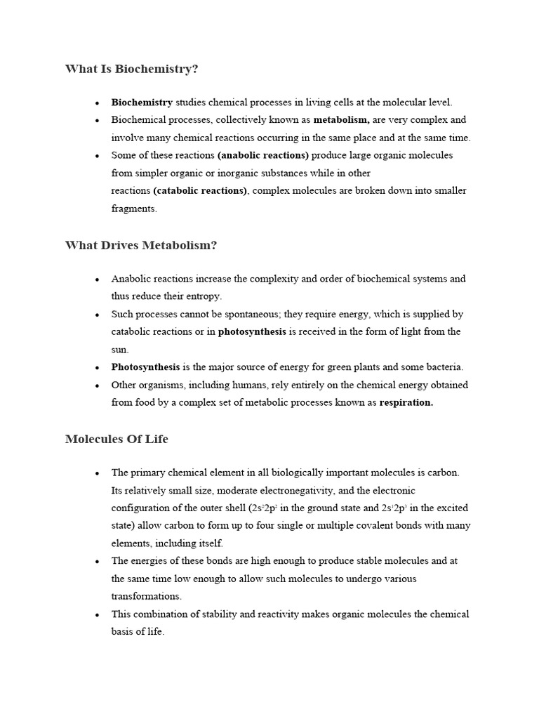 Biochemistry Notes | PDF | Dna | Rna