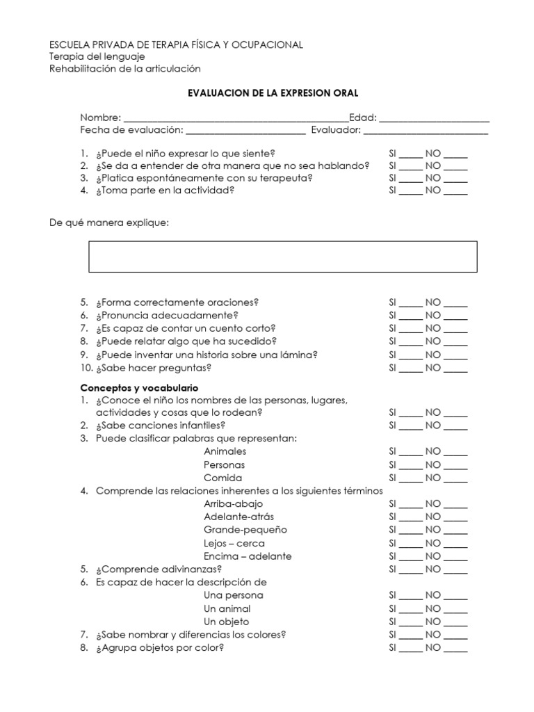 Evaluacion de La Expresion Oral | PDF | Cognición