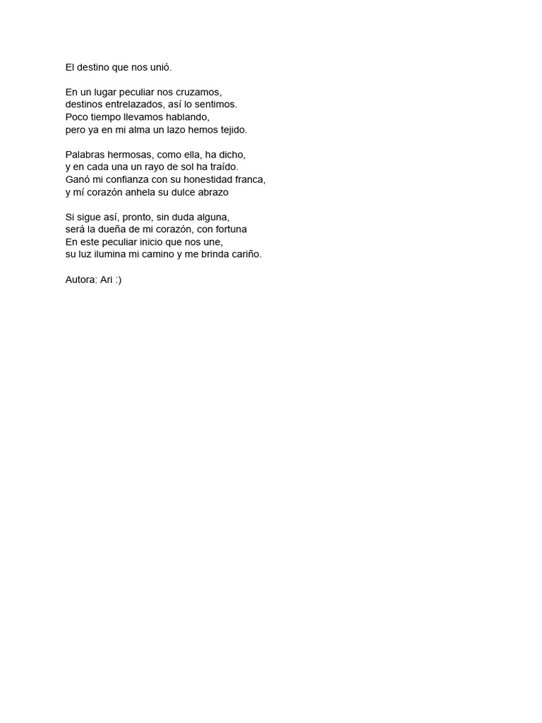Poema sobre el destino que nos une | PDF | Religión y espiritualidad ...