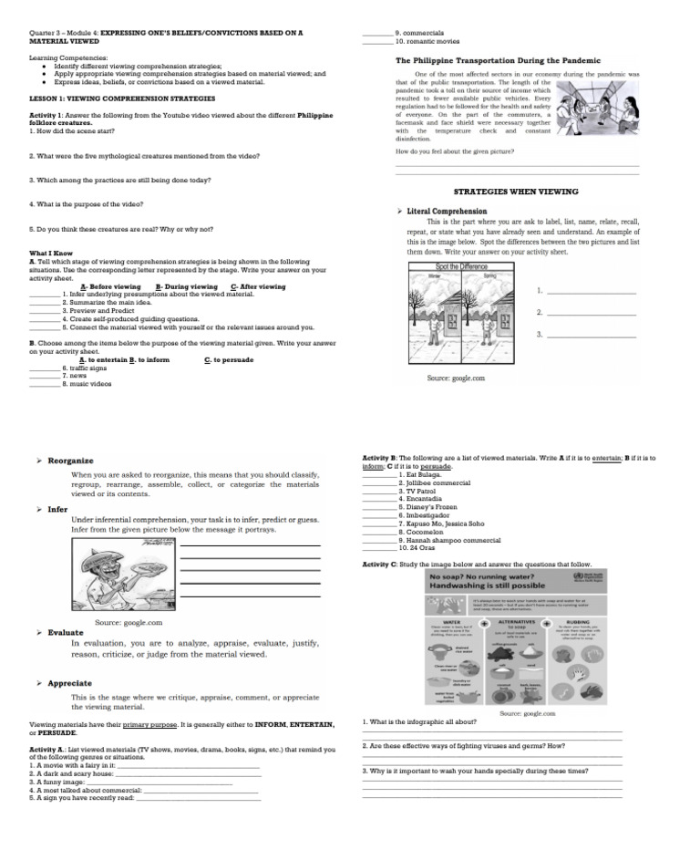 Module 4 Lesson 1 For Grade 7 | PDF | Human Communication | Cognition