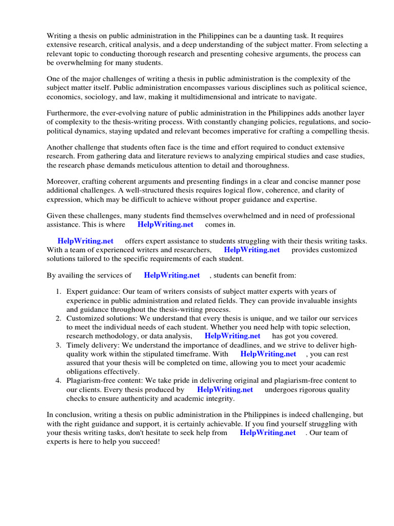 Public Administration Thesis in The Philippines | PDF | Thesis | Public ...