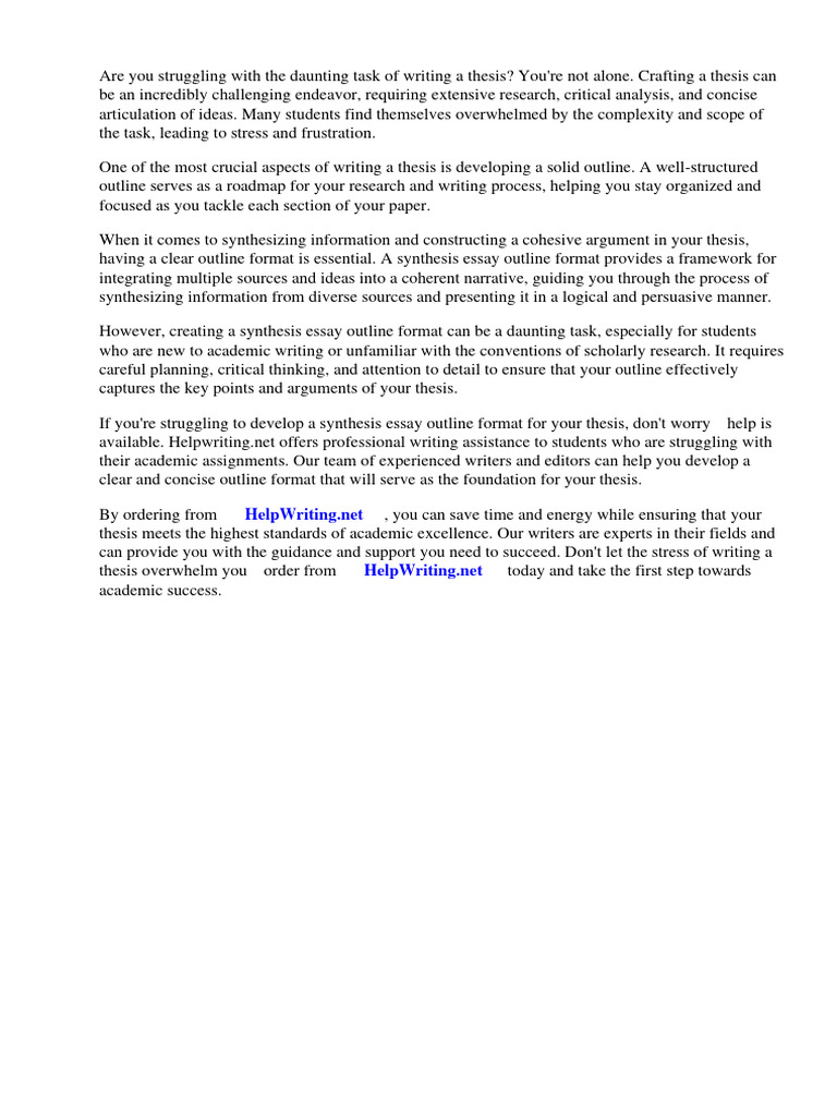 Synthesis Essay Outline Format | PDF | Essays | Dialectic