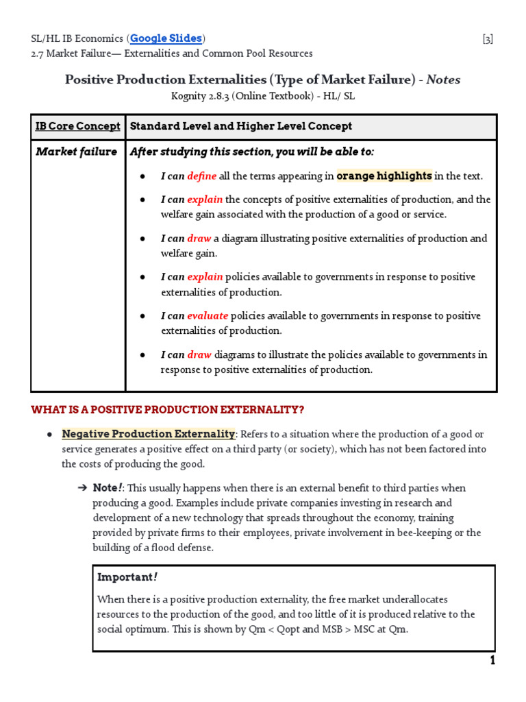 (3b.) Positive Production Externalities (Type of Market Failure ...