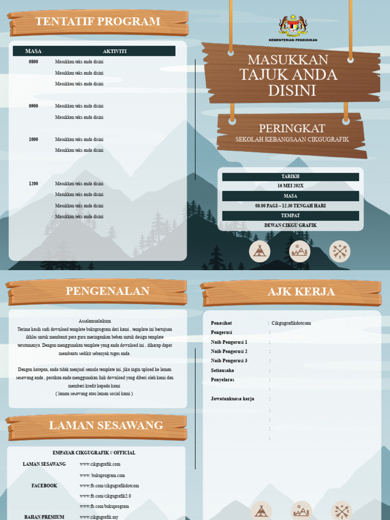 Template Buku Program Camping, Perkhemahan 1 Bi-Fold (Cikgugrafik) | PDF