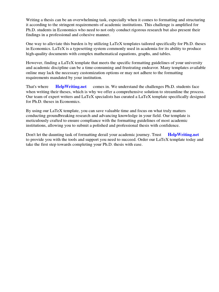 PHD Thesis Latex Template Economics | PDF | Te X | Thesis
