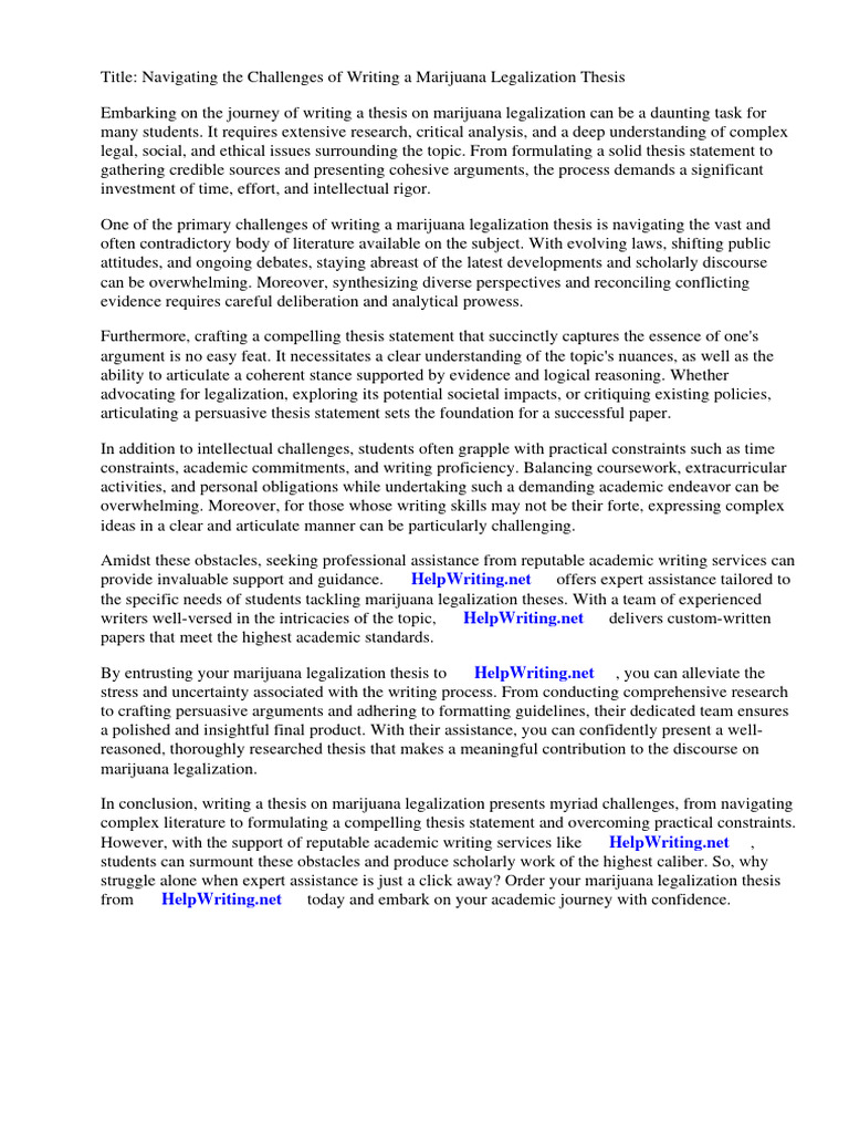 Writing a Marijuana Legalization Thesis | PDF | Cannabis (Drug) | Drugs