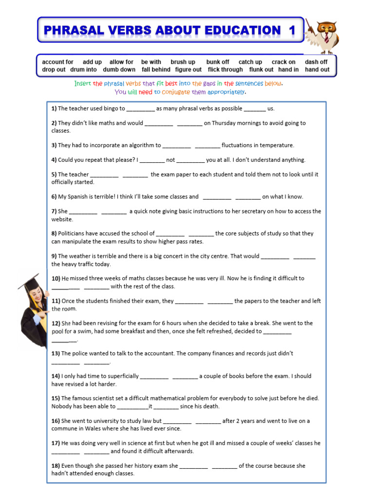 Education Phrasal Verbs Test Student | PDF | Language Arts & Discipline ...
