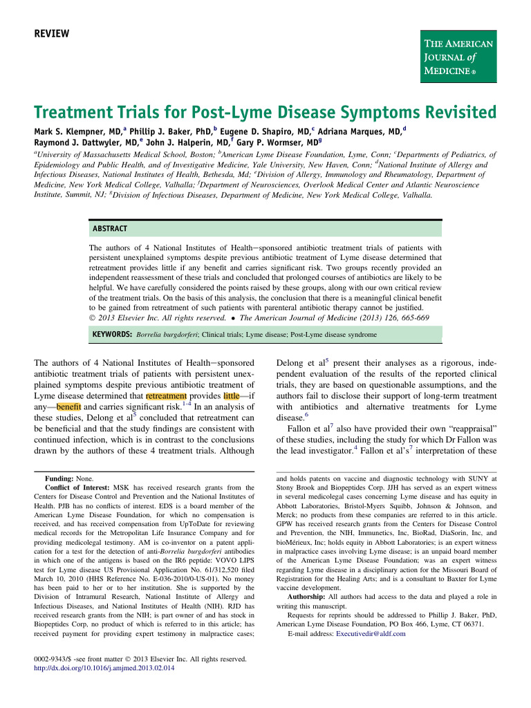 Treatment Trials For Post-Lyme Disease Symptoms Revisited | PDF | Lyme Disease | Public Health