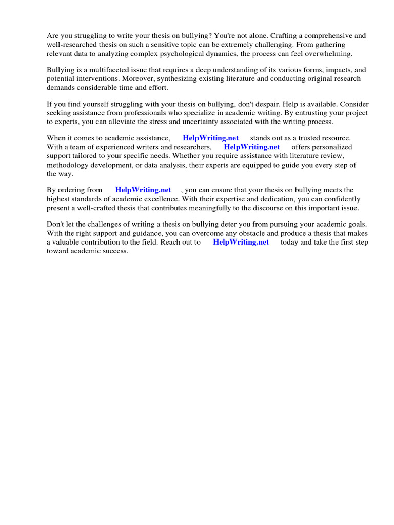 Sample Thesis Title On Bullying | PDF | Bullying | Psychology