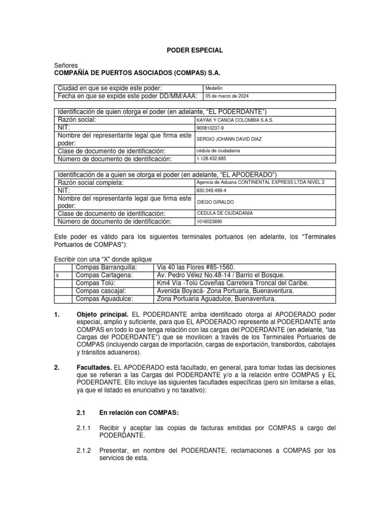 Formato Poder Especial Compas | PDF | Gobierno