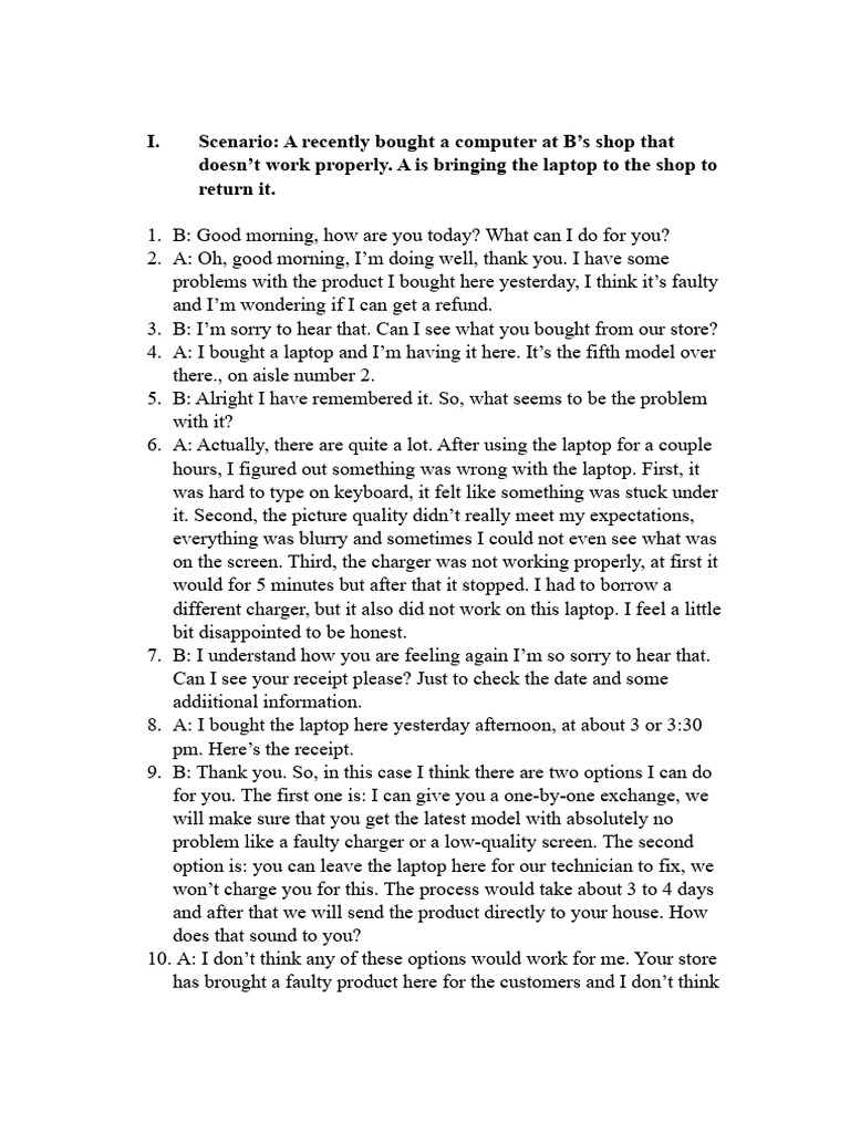 Role Play Scenarios (Final) | PDF | Cuisine | Cooking