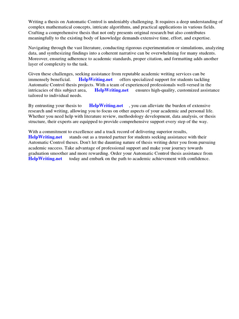 Automatic Control Thesis | PDF | Engineering | Automation
