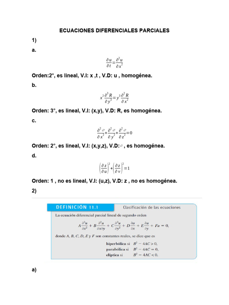 Ecuaciones Diferenciales Parciales | PDF | Ecuaciones | Ecuaciones diferenciales