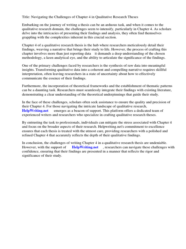 Chapter 4 Thesis Qualitative Research | PDF | Thesis | Qualitative Research