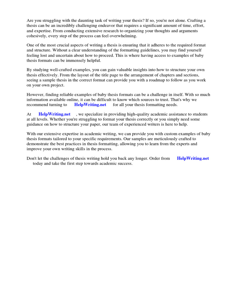 Example of Baby Thesis Format | PDF | Thesis | Essays