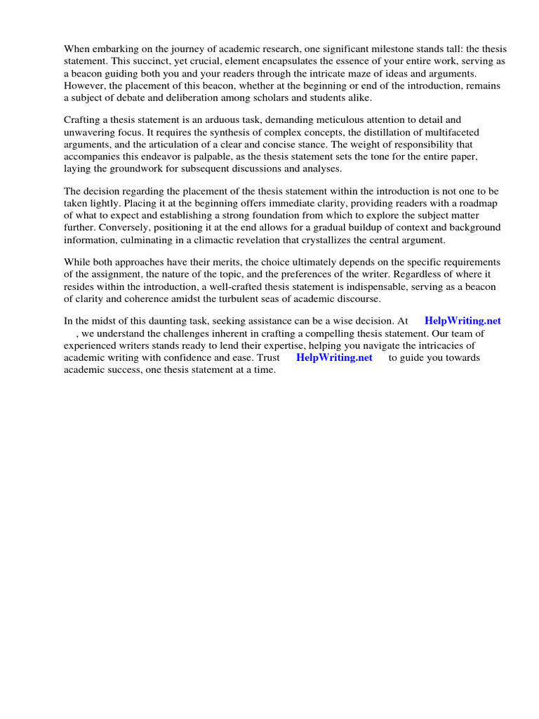 Thesis Statement at Beginning or End of Introduction | PDF | Essays ...