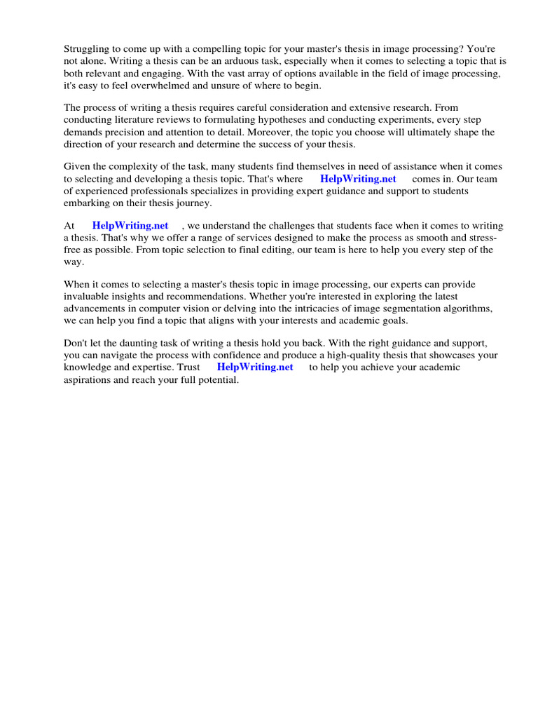 Master Thesis Topics in Image Processing | PDF | Machine Learning