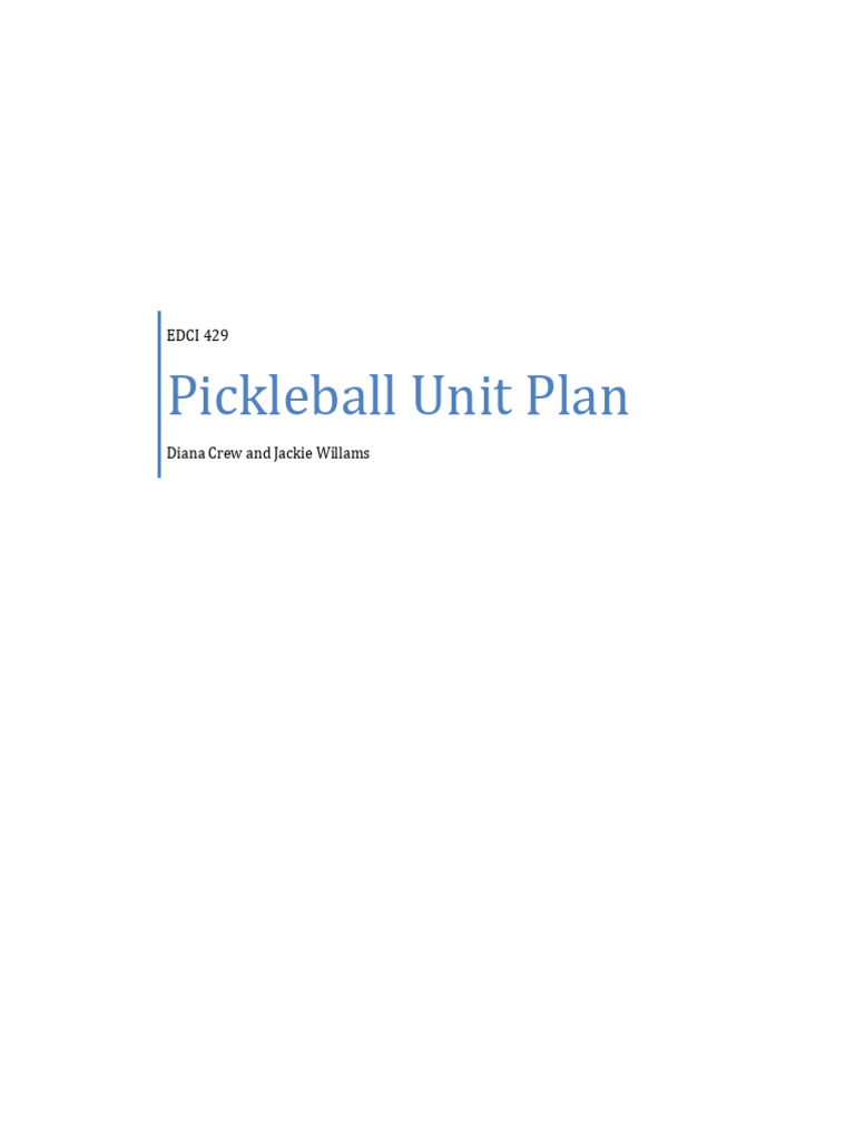 Pickleball Unit Plan | PDF | Physical Fitness