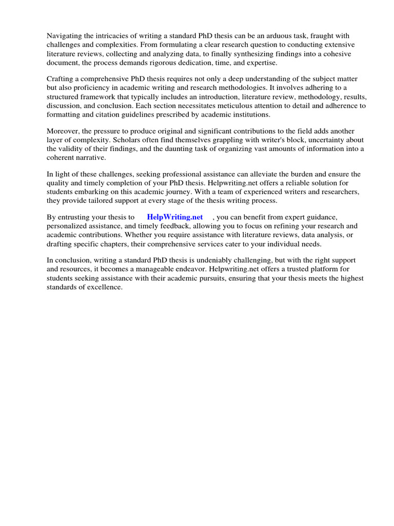 Standard PHD Thesis Structure | PDF