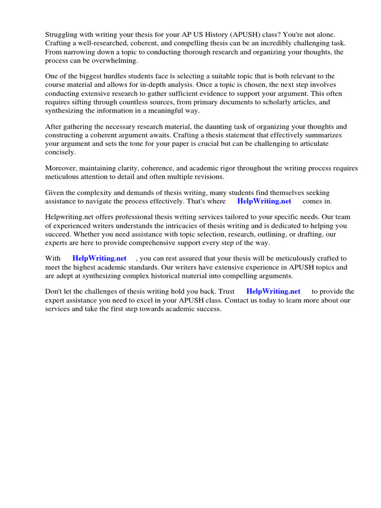 Thesis Writing Apush | PDF | Essays | Thesis