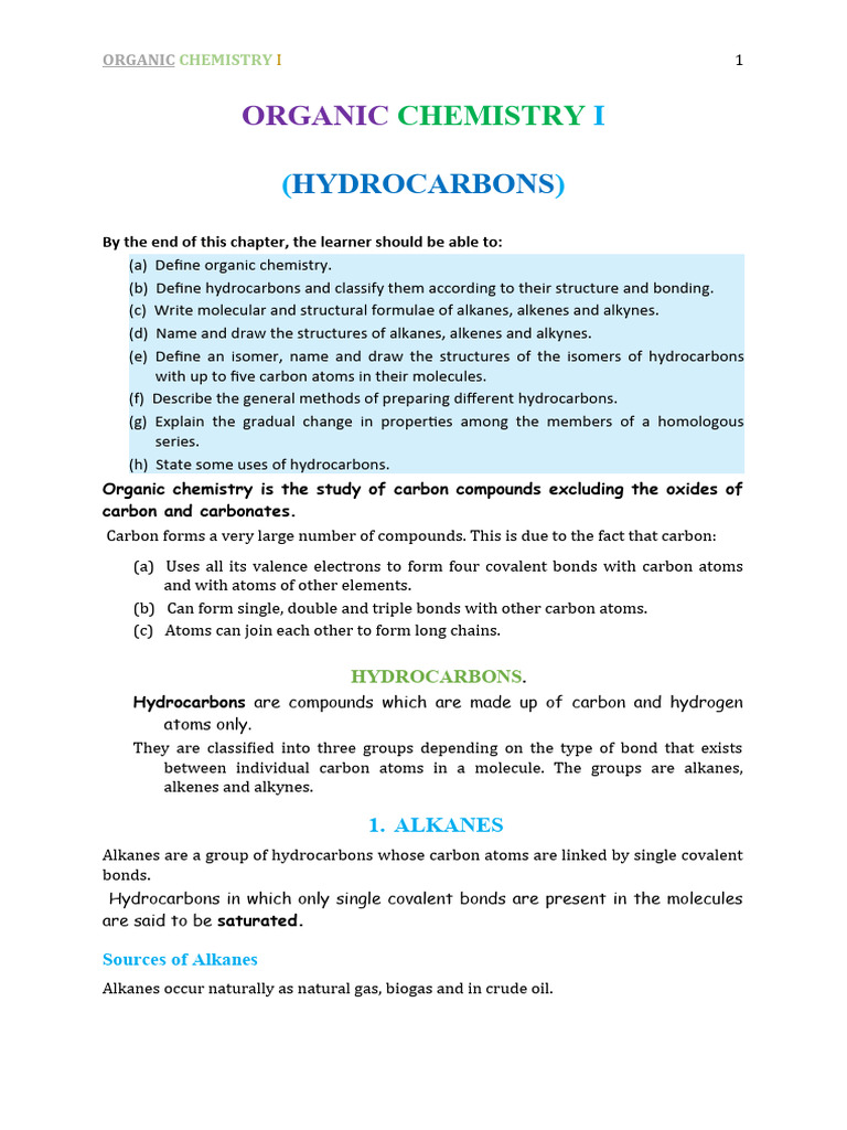 3 3 Organic Chemistry I 1 Pdf Alkane Alkene