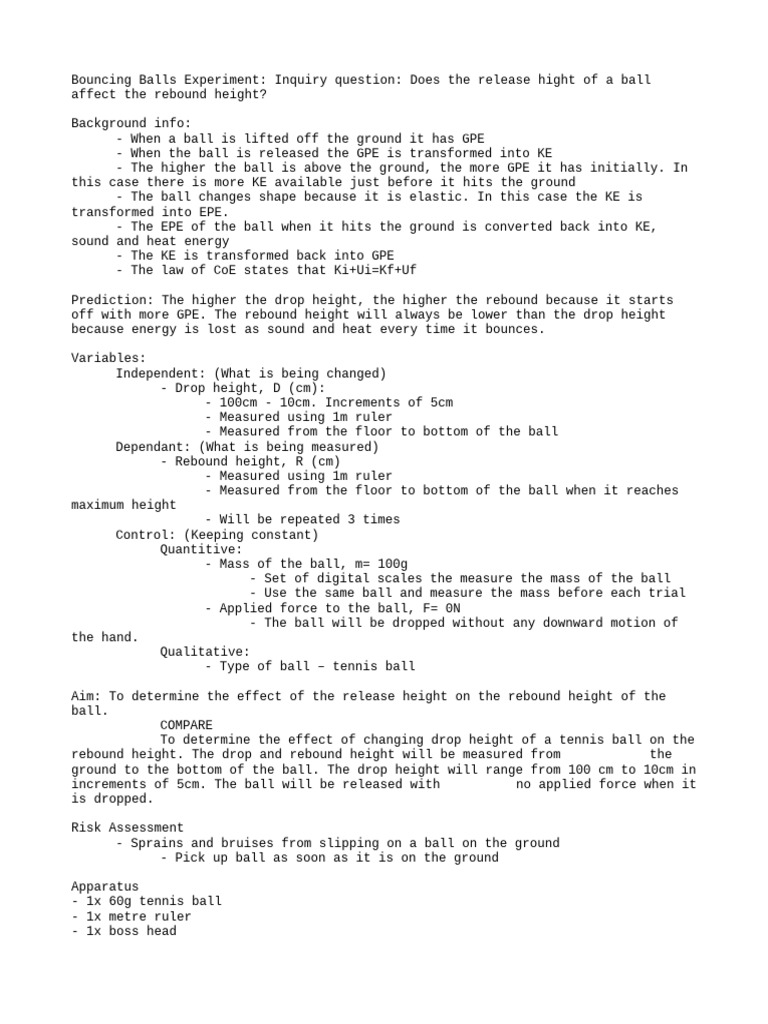 Bouncing Balls Experiment | PDF | Mass | Physical Sciences