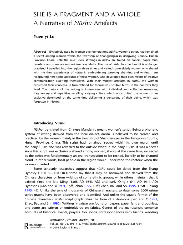 Nüshu: Women's Secret Script Legacy | PDF