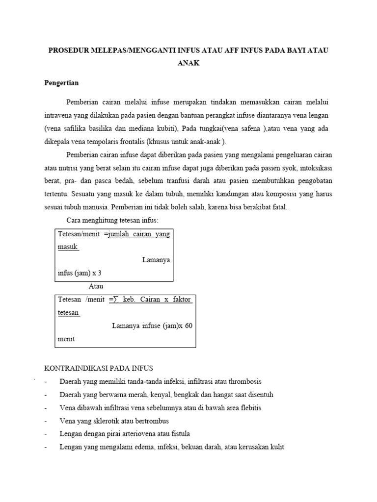 Prosedur Melepasmengganti Infus Atau Aff Infus Pada Bayi Atau Anak ...