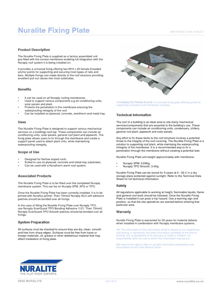 Nuralite Fixing Plate Information Sheet | Download Free PDF | Roof ...