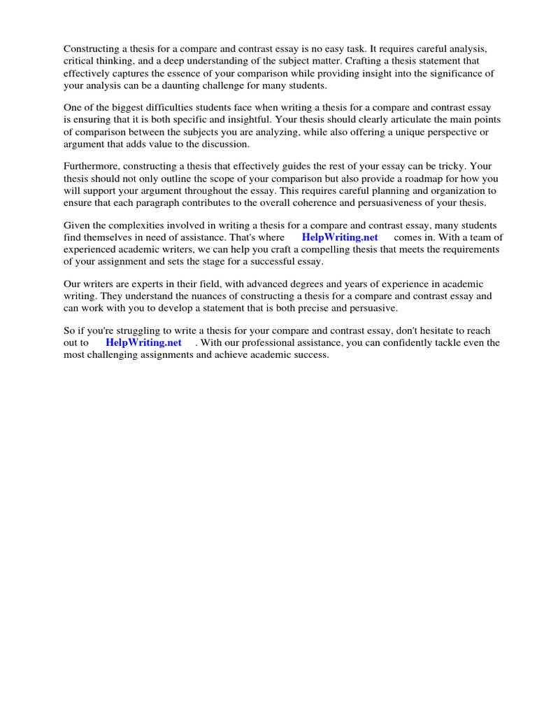 How To Construct A Thesis For A Compare and Contrast Essay | PDF ...