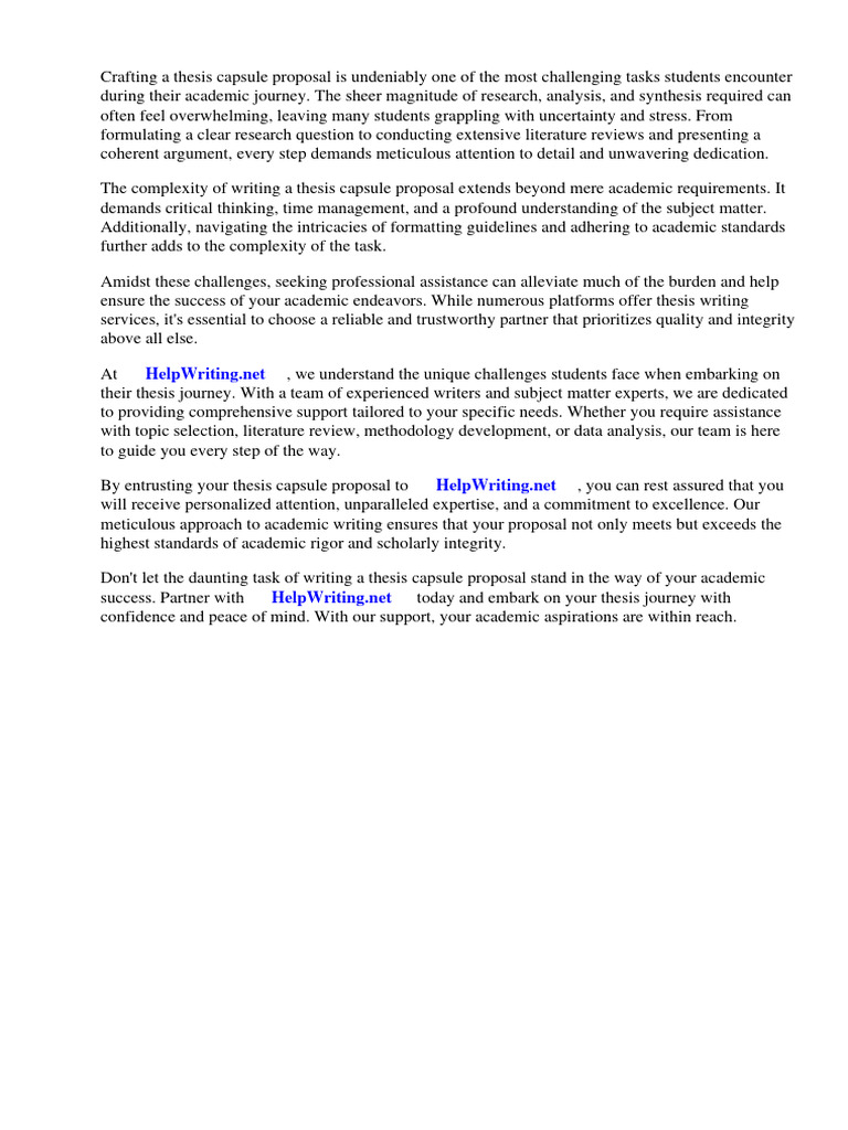 Thesis Capsule Proposal | PDF | Thesis | Doctor Of Philosophy