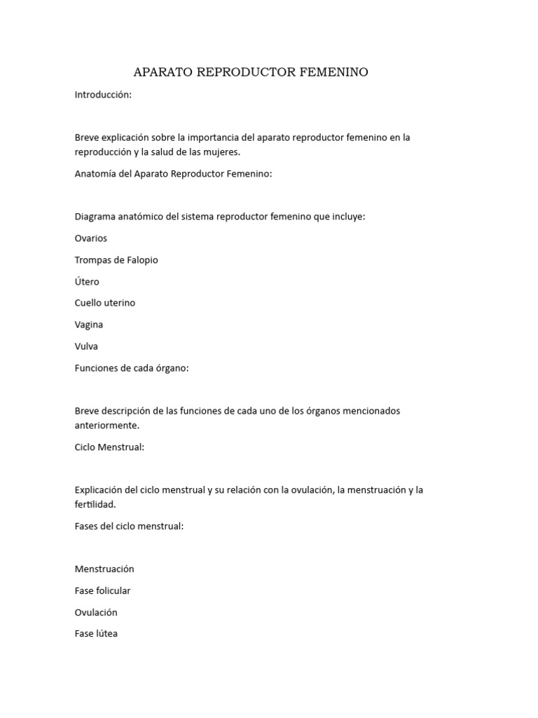 APARATO REPRODUCTOR FEMENINO | PDF | Sistema reproductivo | Ciclo menstrual