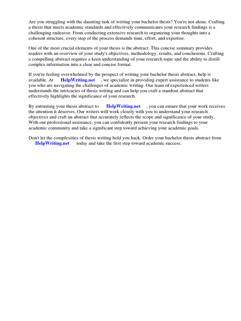 Bachelor Thesis Abstract Sample | PDF | Thesis | Tourism