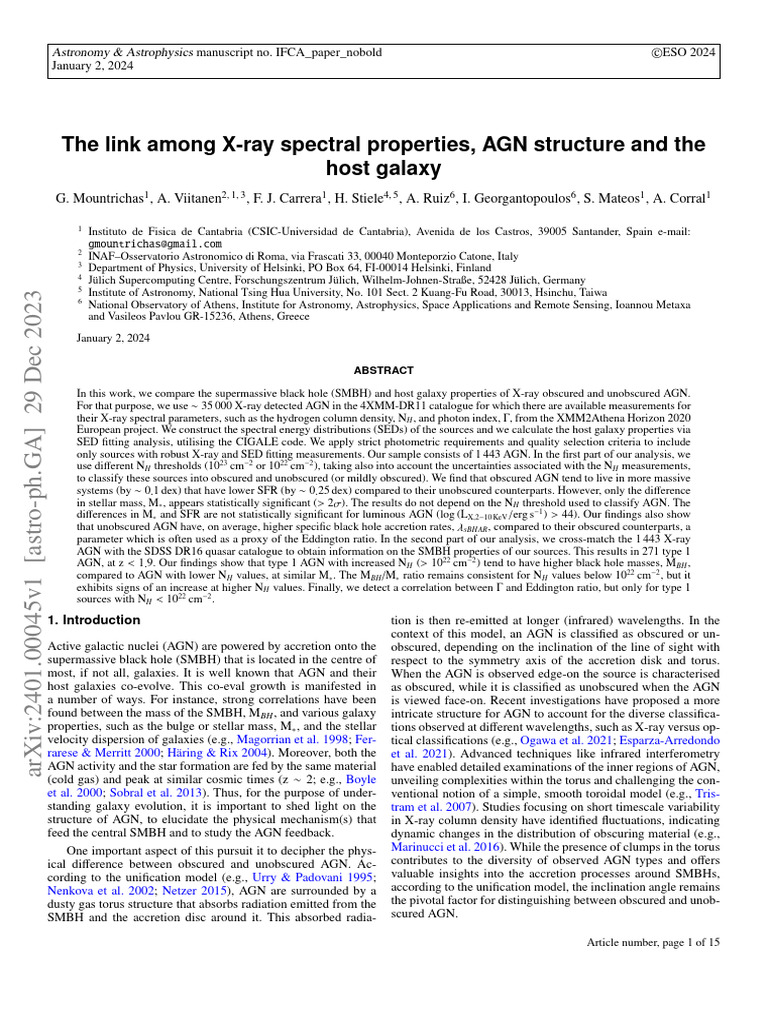 The Link Among X-Ray Spectral Properties, AGN Structure and The Host Galaxy | PDF | Astronomy ...