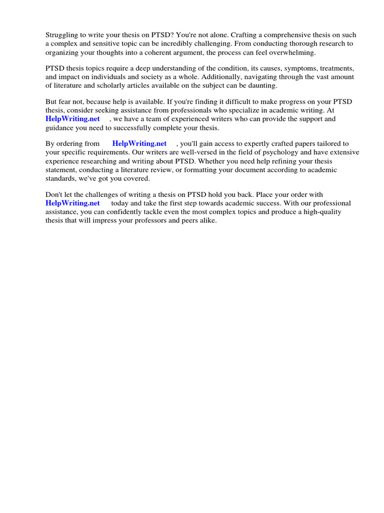 PTSD Thesis Topics | Download Free PDF | Psychological Trauma ...