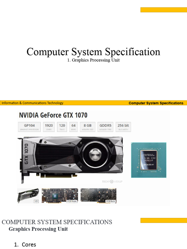 Grade 9 Lesson 3 System Specifications Part 5 GPU Students | PDF ...