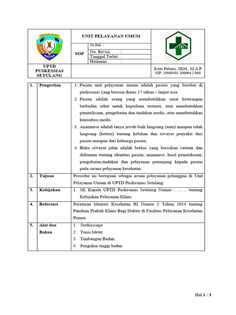 001-Pelayanan Poli Umum | PDF