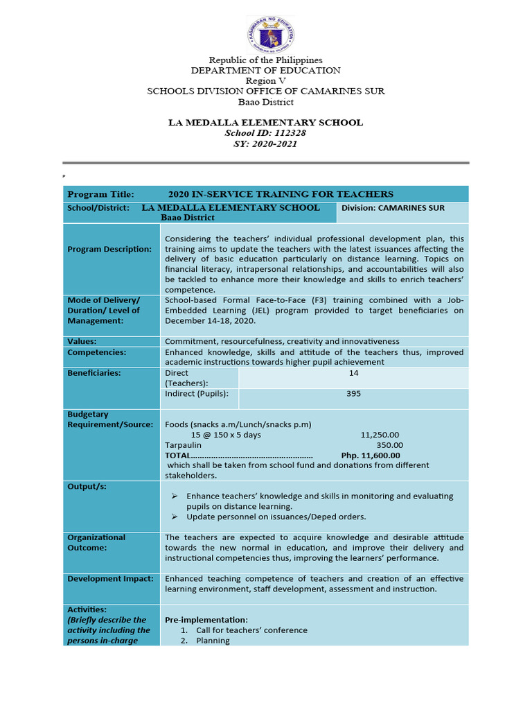 2020 Teacher Training Program Overview | PDF | Teachers | Mentorship