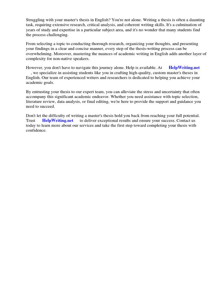 Master Thesis English Examples | PDF | Thesis