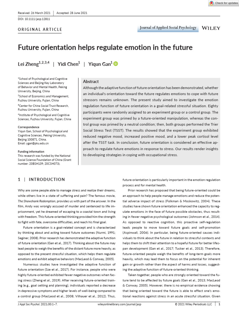 2 Future Orientation JASP | PDF | Stress (Biology) | Hypothalamic–Pituitary–Adrenal Axis