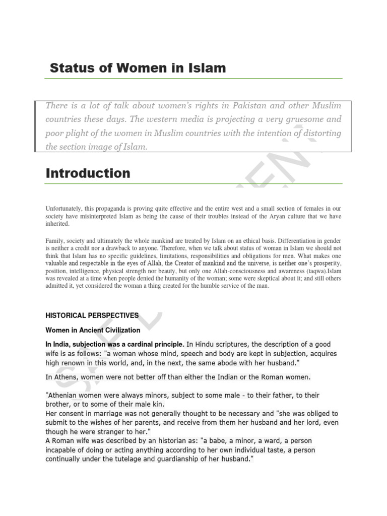 Status of Women in Islam | PDF | Quran | Islam