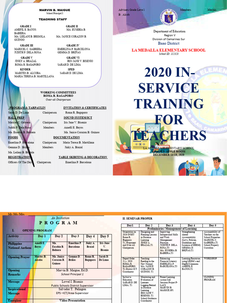 2020 Inset Program | PDF | Learning | Behavior Modification