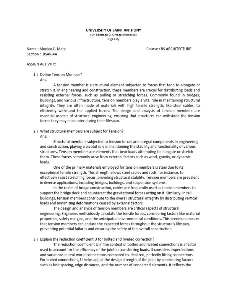 Assign Activity | PDF | Strength Of Materials | Stress (Mechanics)
