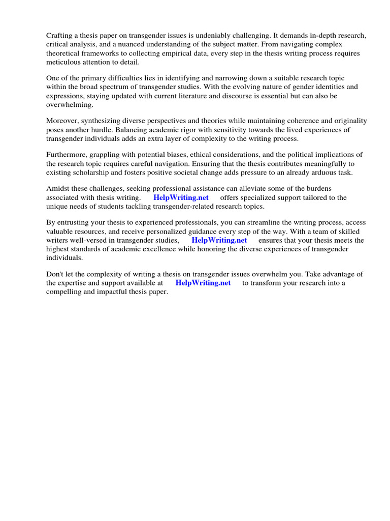 Thesis Paper On Transgender | PDF | Transgender | LGBTQIA+ Studies